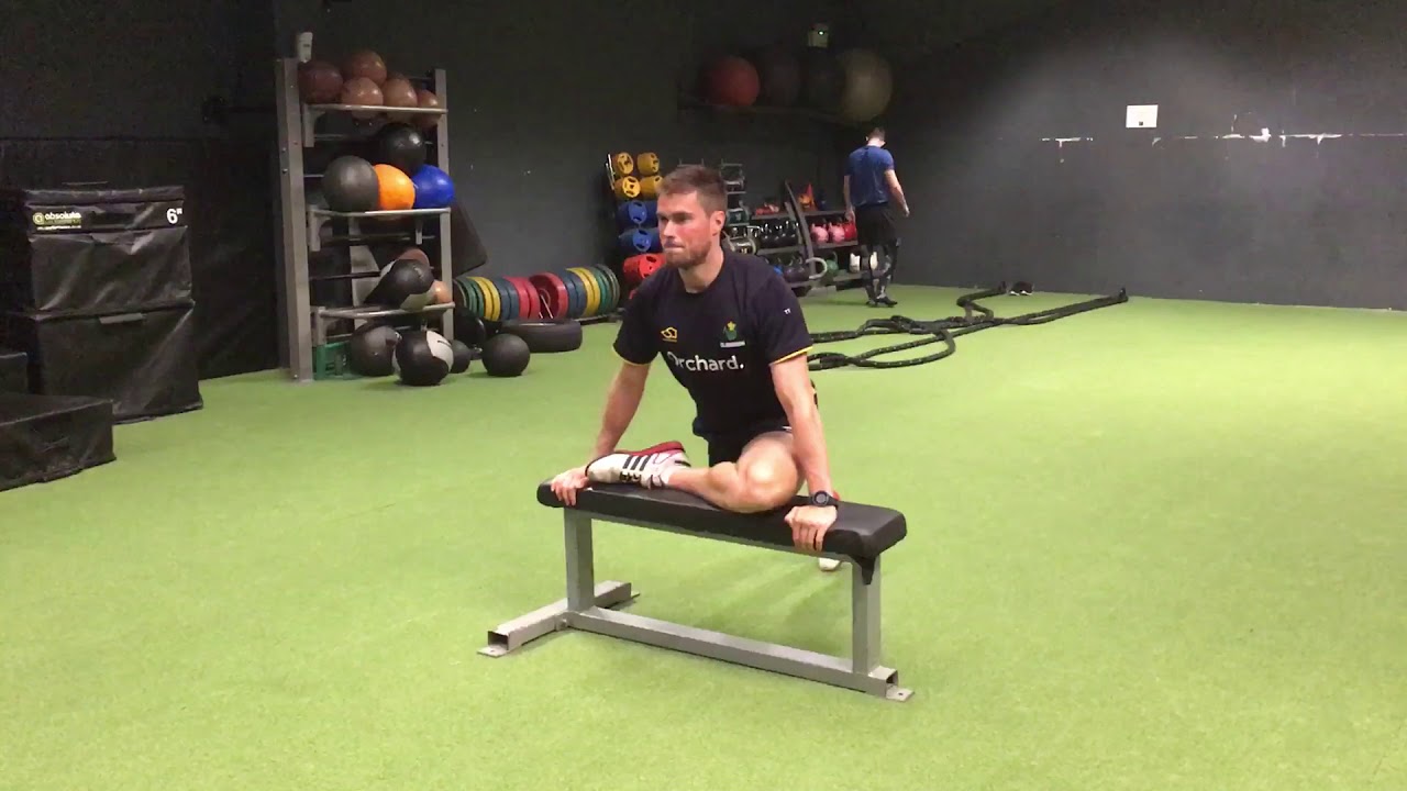 Bench Glute Stretch Pigeon Stretch - YouTube