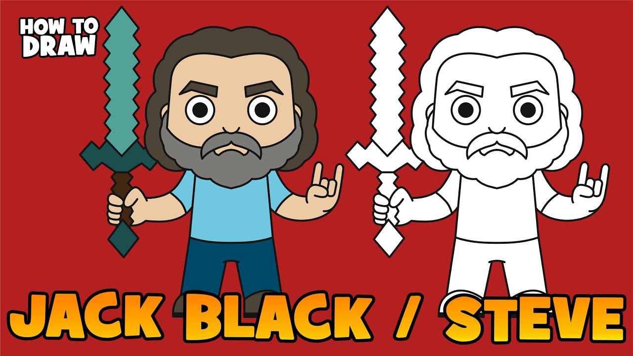 How to draw Jack Black as Steve from Minecraft Movie - YouTube