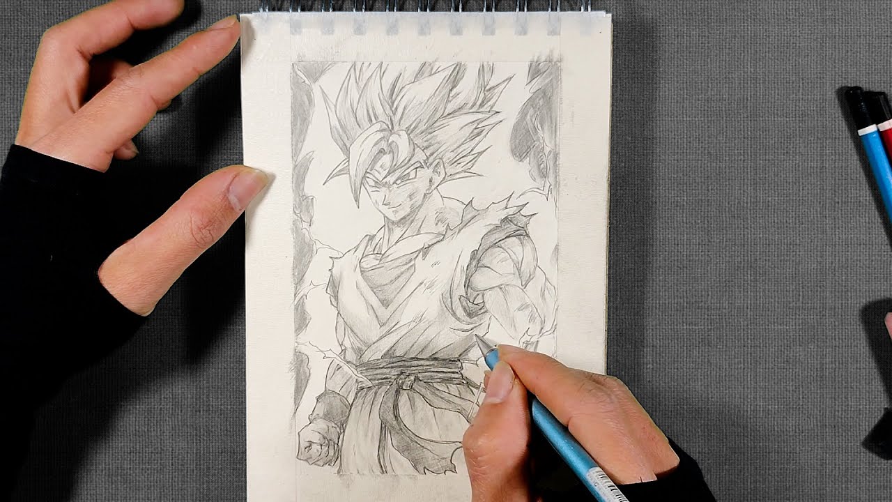How to Sketch Goku | Step-by-Step Dragon Ball Fan Art - YouTube