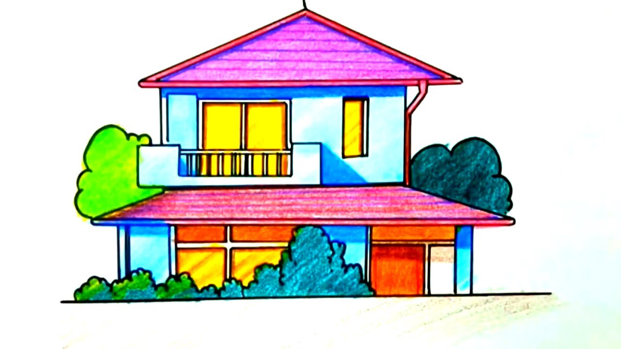 How to Draw a Cute Home for Beginners, Drawing & Colouring, Drawing ...