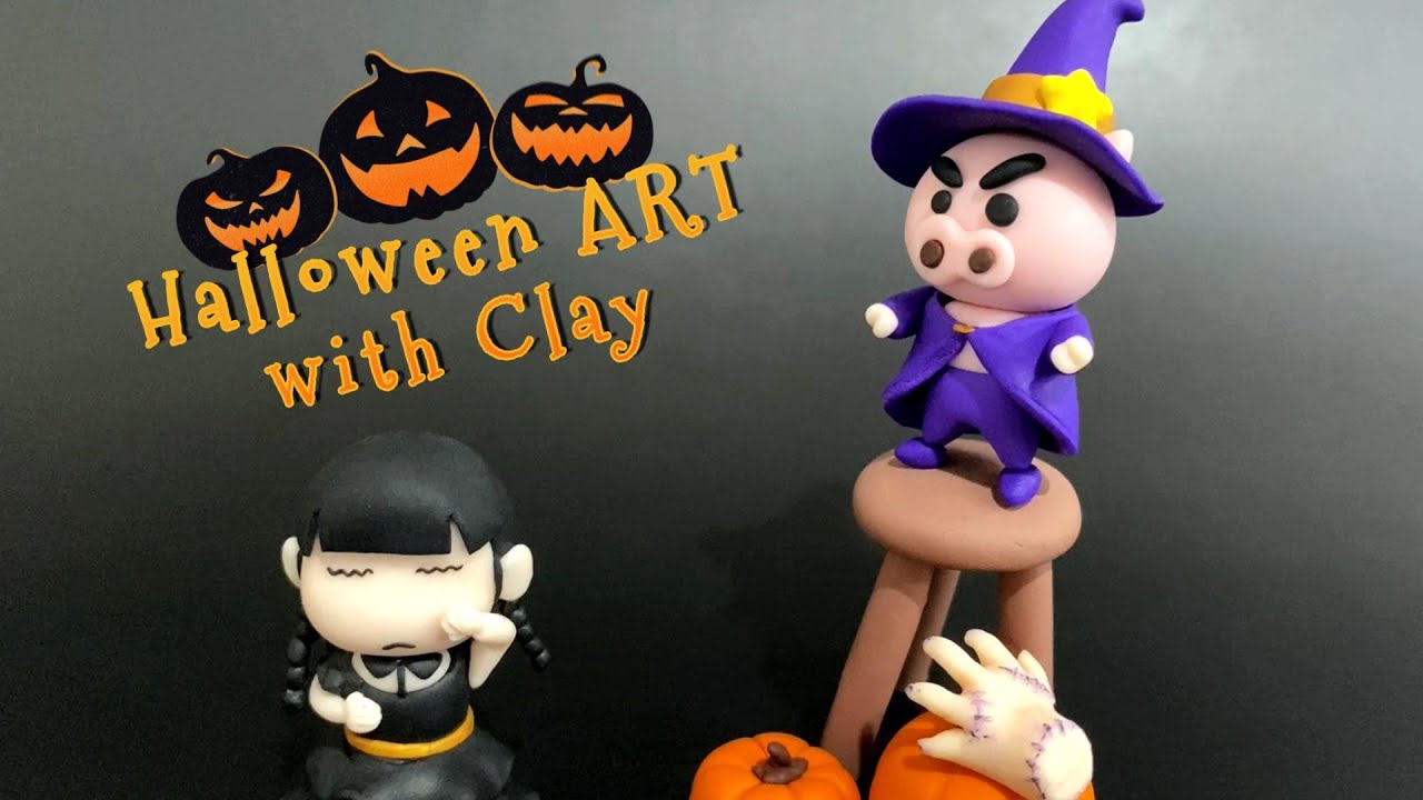 짱구는 못말려 할로윈 클레이 만들기 | Crayon Shin-Chan Halloween Art with Polymer Clay ...
