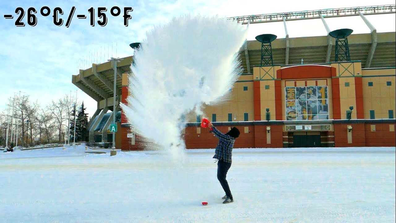 Boiling Water Freezing in Mid Air in Slow Motion. Polar Vortex - YouTube