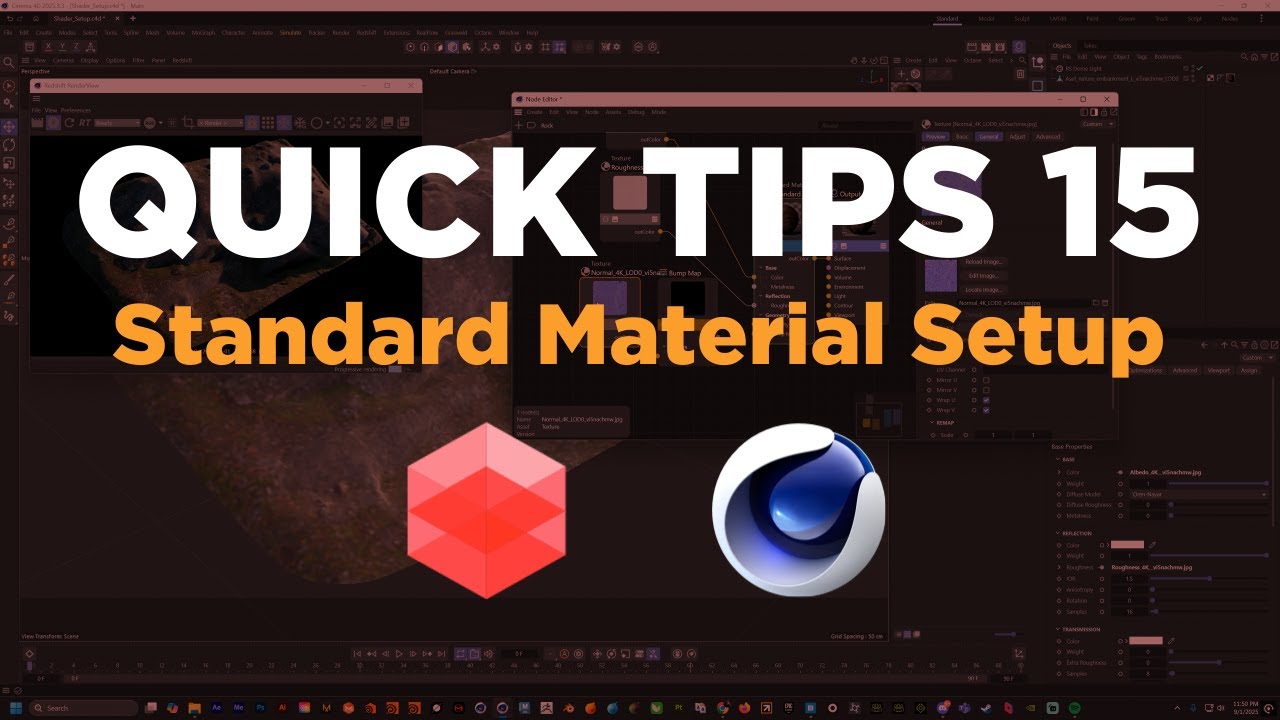Quick Tips 15 Redshift Standard Material Setup - YouTube