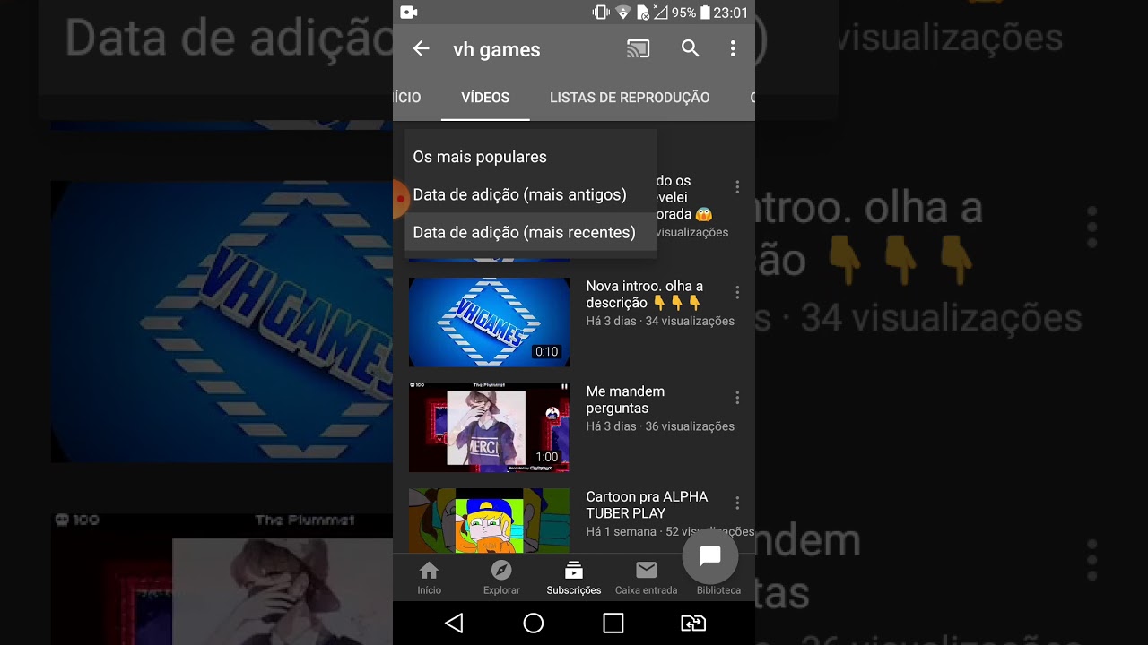 Vendo qual é o vídeo que tem mais visualização do vh games - YouTube