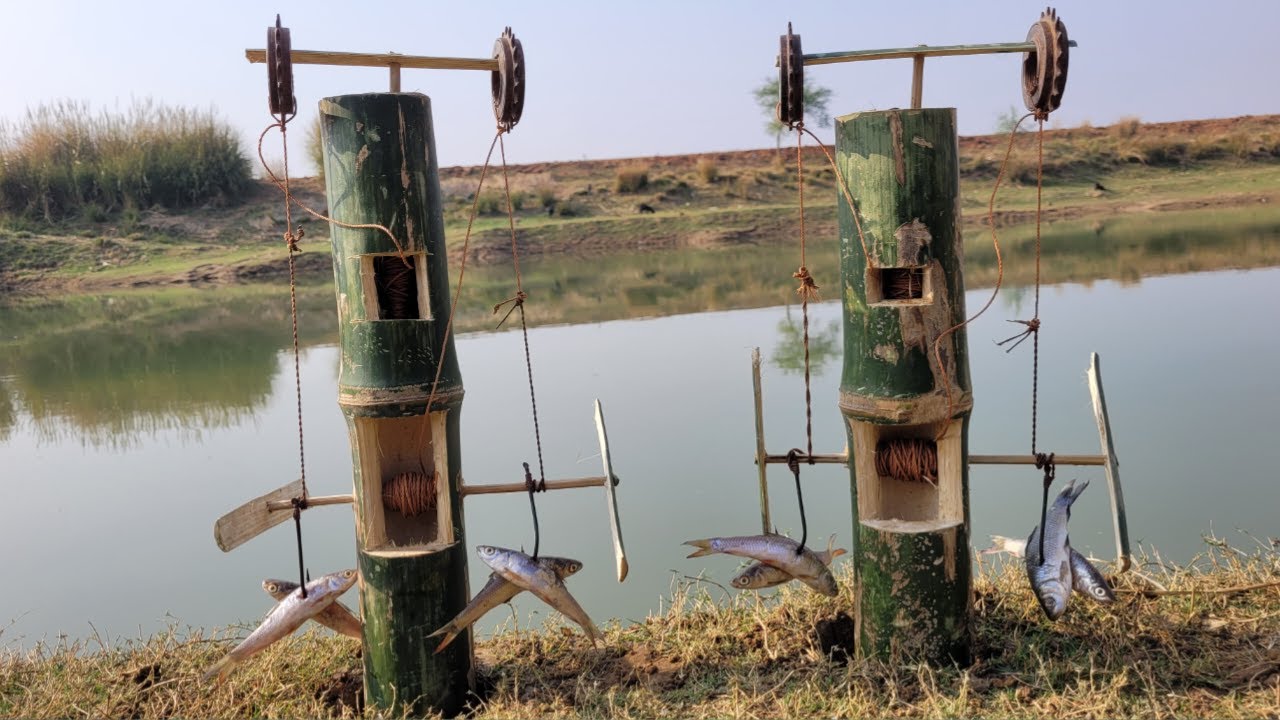 Wow Bamboo Hook fishing technique Boy catching fish with Popular fish ...