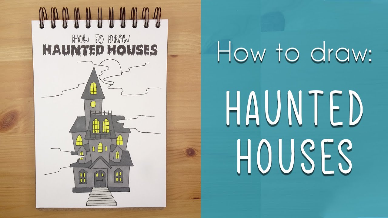 How to draw a Haunted House - Easy things to draw! - YouTube