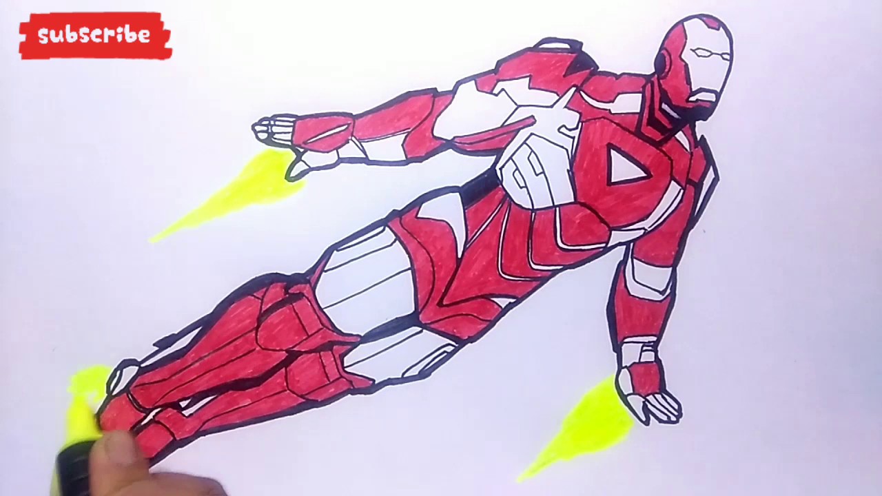 How to draw iron man Flying step by step easy video 3 I how to draw ...