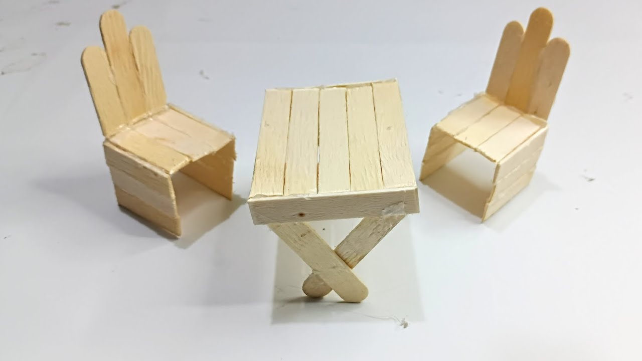How To Make a Chair and Table Using ice Cream Sticks/popsicle stick ...