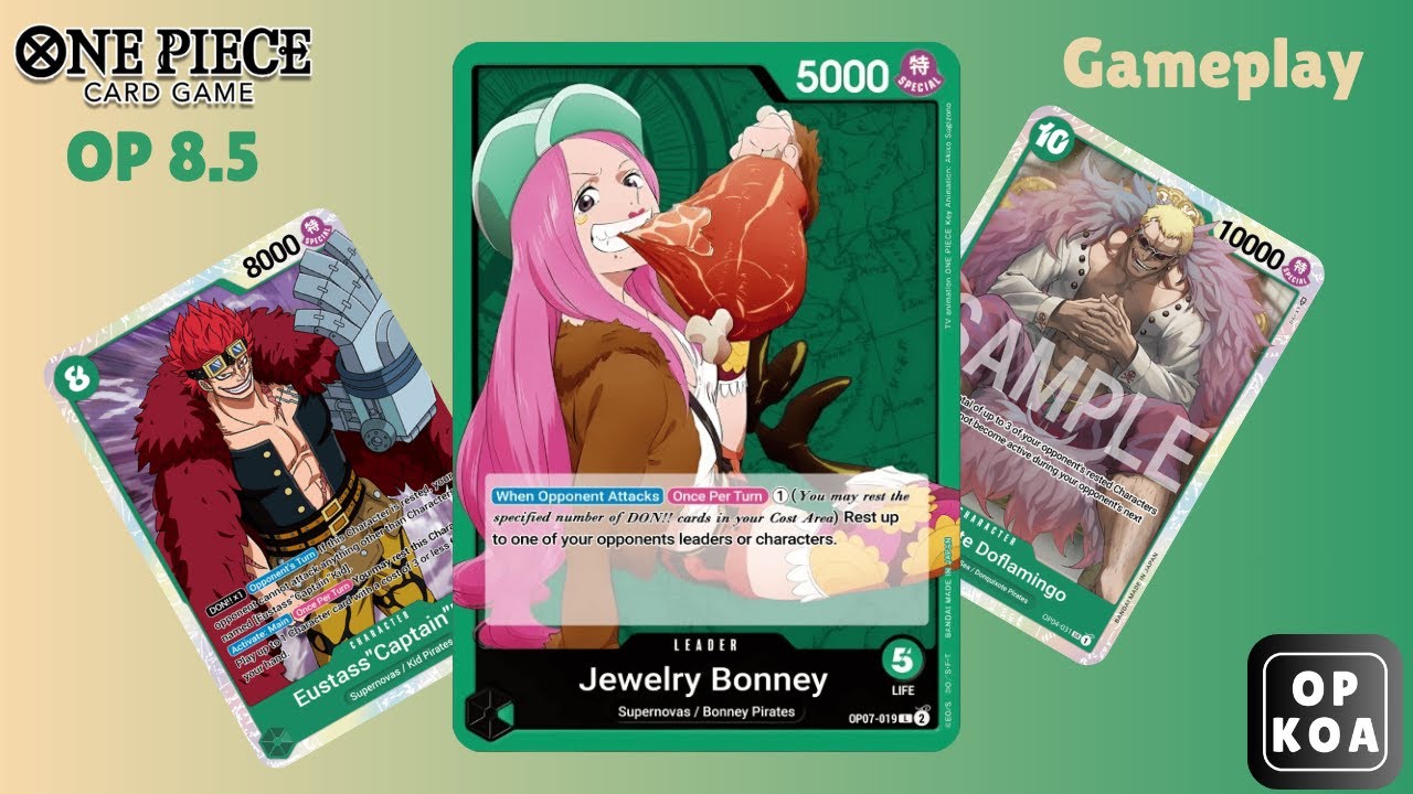Green Bonney OP 8.5 Gameplay Beats Blue Doflamingo? List from 3v3 OPTCG ...