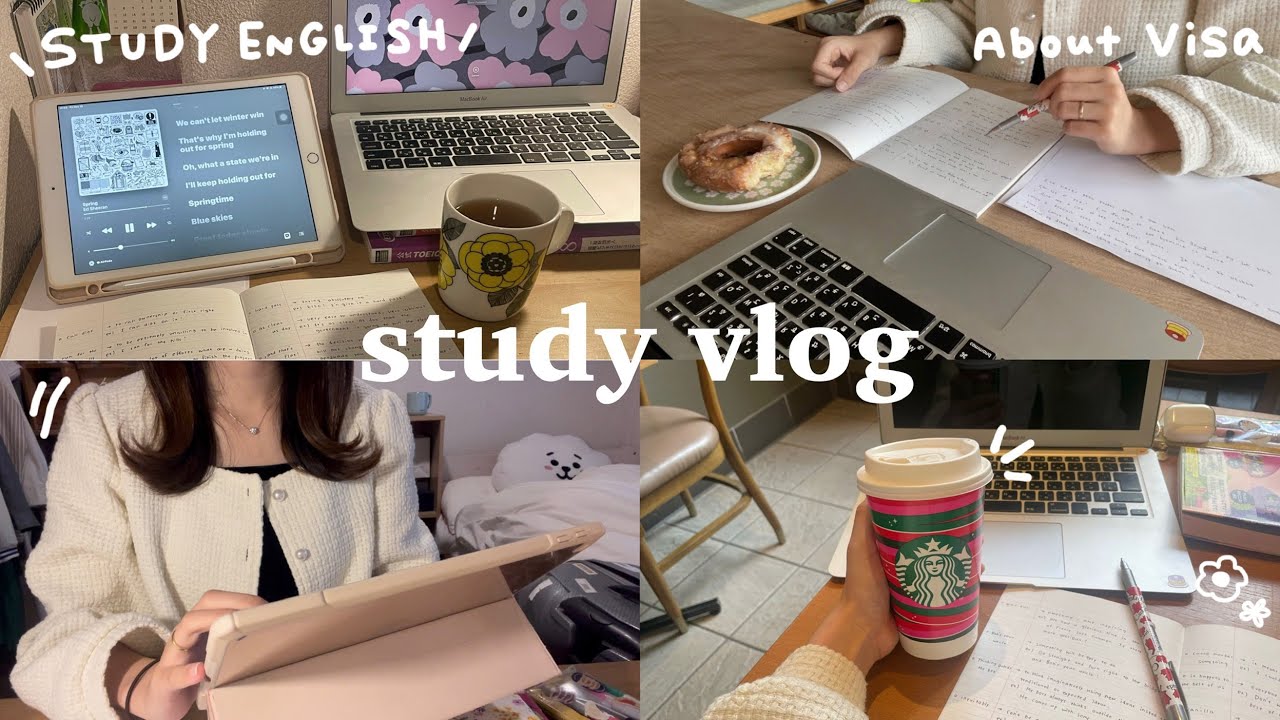 eng) study vlog ⏰| 英語勉強中の大学生👩🏻‍💻| イギリスワーホリについて🇬🇧, productive study days 📔 - YouTube