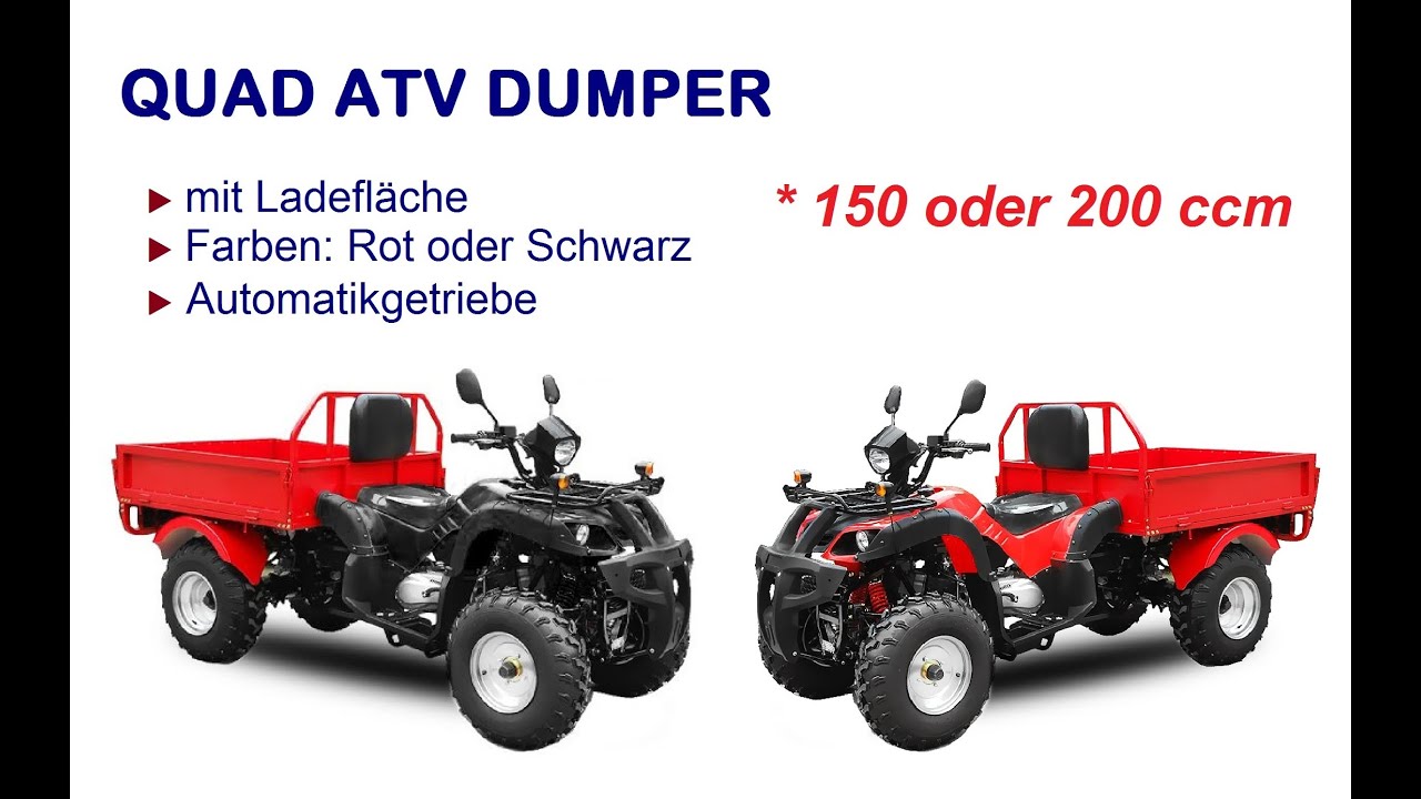 ATV DUMPER 150 ccm AUTOMATIK ROT MIT STRASSENZULASSUNG - YouTube