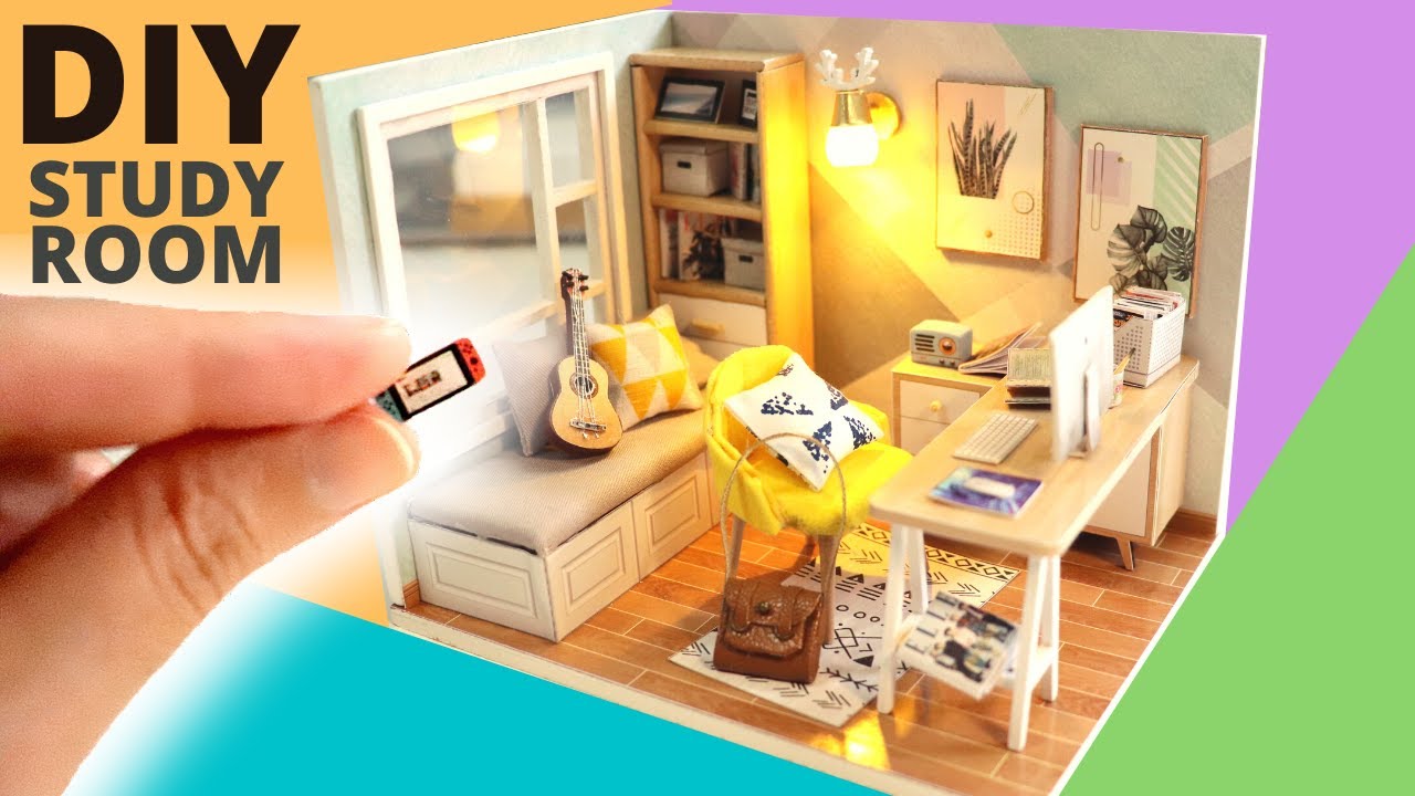 DIY Miniature Dollhouse Kit | Back to School Study Room - YouTube