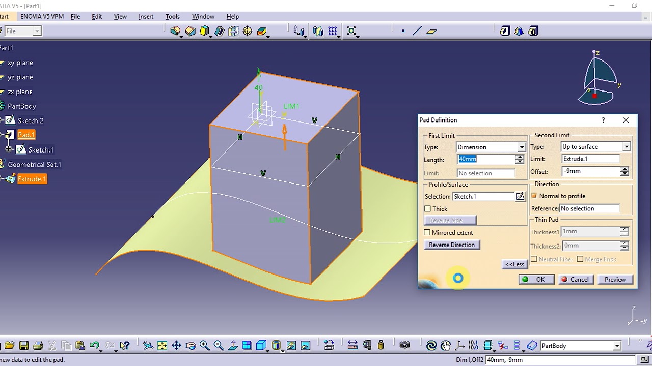 Catia Tutorial in Tamil 35 : Pad | Sketch Based Features | Part - YouTube