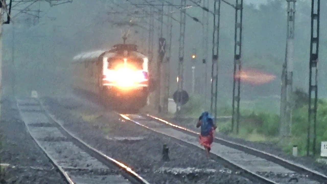 Train Running Under Heavy Rain | Malda Intercity + Jangipur-Sealdah Exp ...