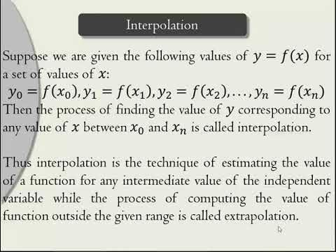 Lect 1: Interpolation: Finite Differences, Newton's Forward and Backward Interpolation formulae ...