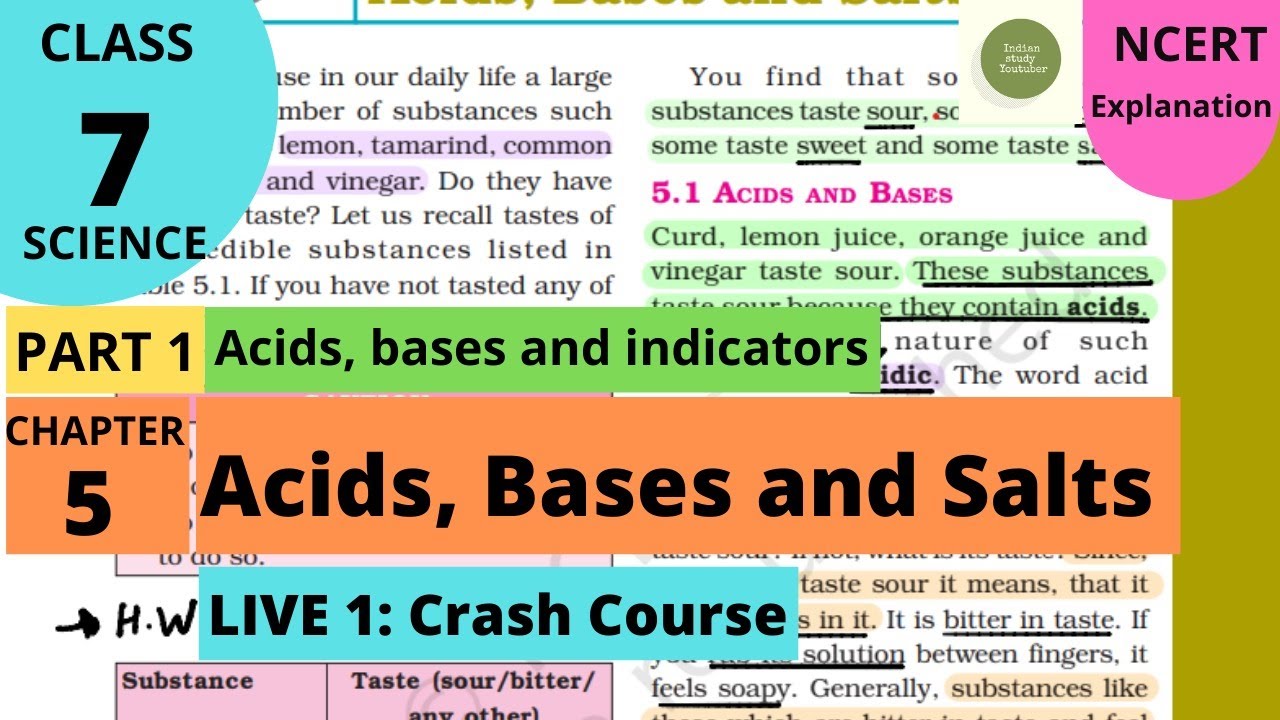 7th Class Science Ncert Ch 5: Acids, Bases and salts | Crash Course ...