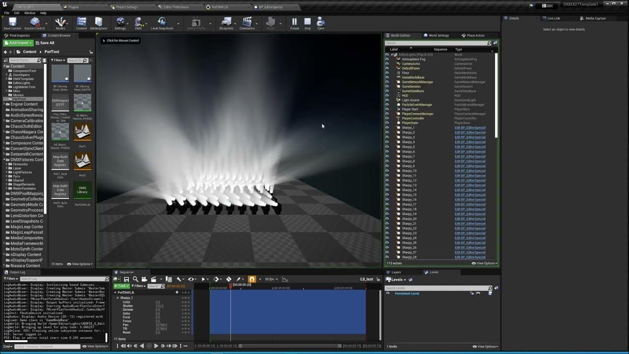 Unreal Engine 4 DMX fixtures working in Editor, No Play in editor required - YouTube
