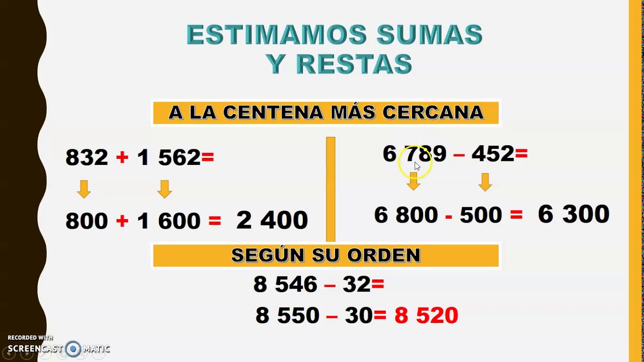 ESTIMACIÓN Y APROXIMACIÓN DE SUMAS Y RESTAS / PARTE II - YouTube