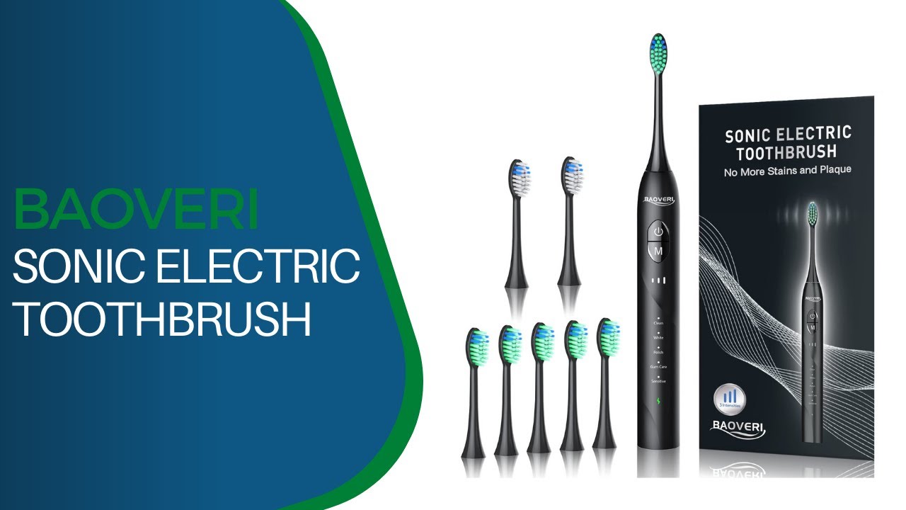 Baoveri Sonic Electric Toothbrush - 8 Spare Heads and 5 Different Modes ...