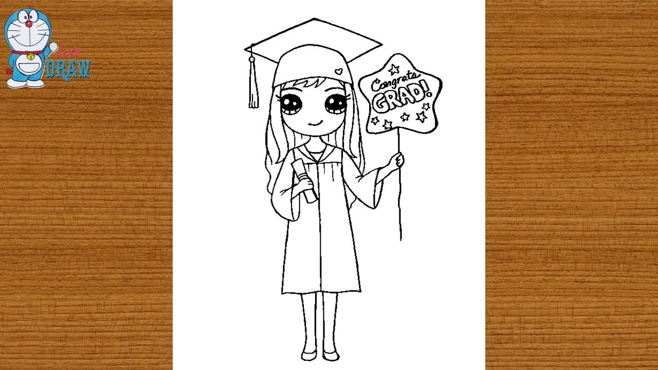 How to Draw a Cute Girl Graduate Congrats Grad!||Disegna Dog Girl ...