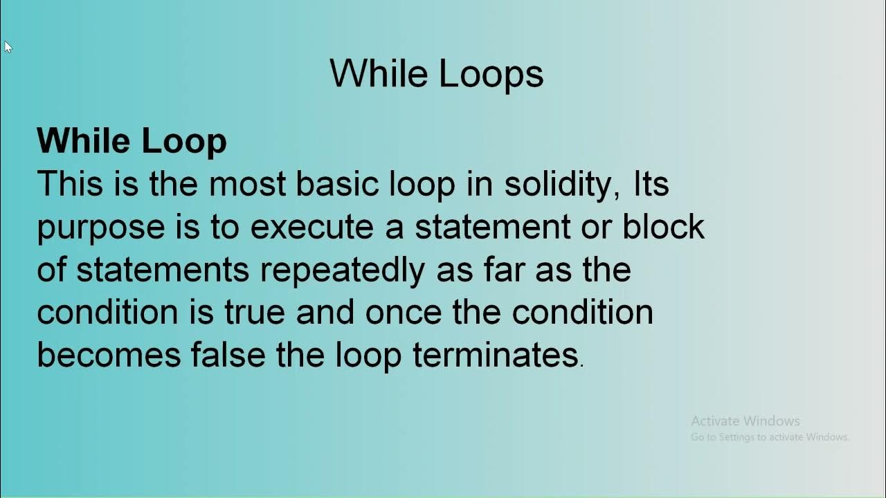 What is Loops In Solidity For And While Loop By Cyber Pantology - YouTube