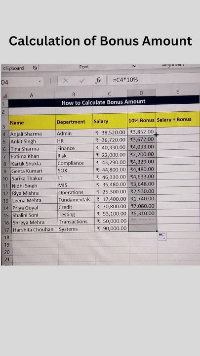 Calculation of Bonus #excel #subscribe #viralshort #bonus #calculation ...