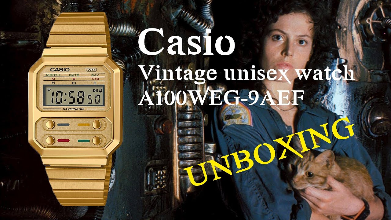 Casio Vintage unisex watch, modul 3503, model A100WEG-9AEF, gold tone ...