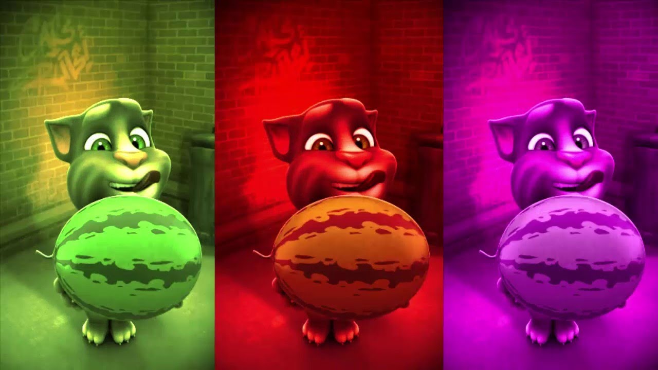 Talking Tom Colors Reaction - Eating Watermelon - YouTube