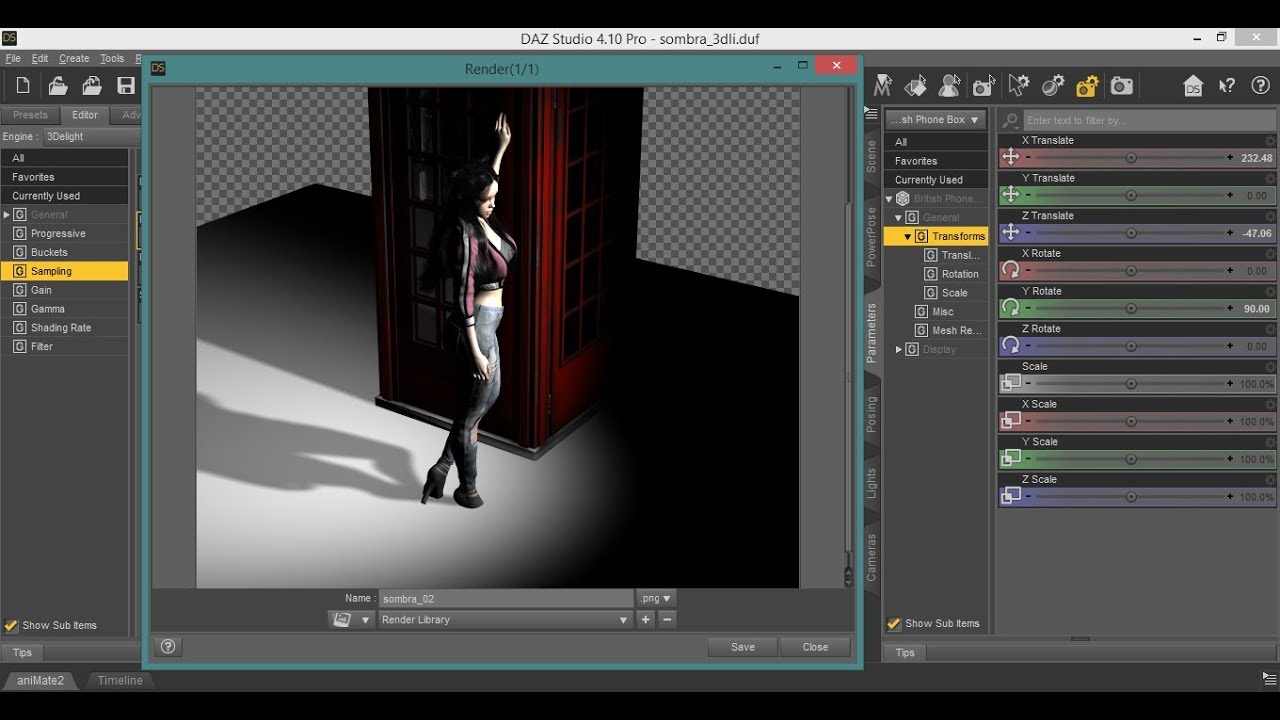 Sombra en render con 3Dlight Daz Studio 4 - YouTube