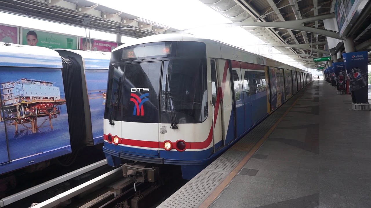 BTS Sukhumvit Line EMU-A1 Set 02 departing at Mo Chit - YouTube