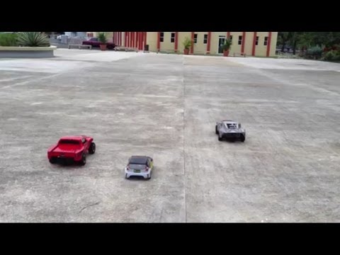 Tacon rally rc car 1:12 vs 2 traxxas slash 1:10 - YouTube
