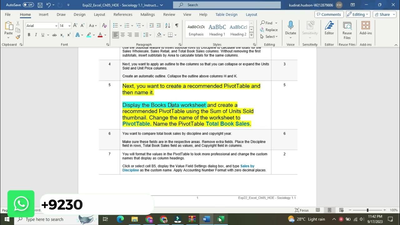Exp22_Excel_Ch05_HOE - Sociology 1.1 | Excel Chapter 5 Hands-On Exercise – Sociology - YouTube