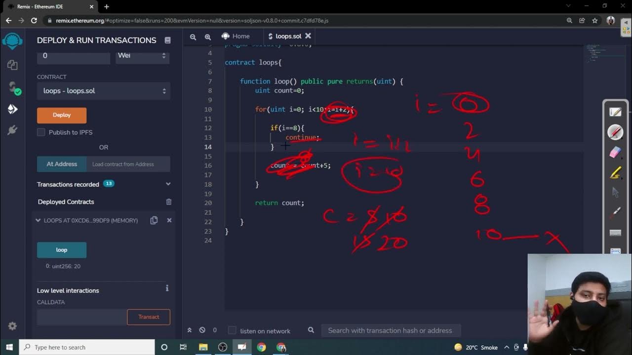 19. Continue And Break Keyword | Blockchain | Solidity ^0.8 In Hindi - YouTube