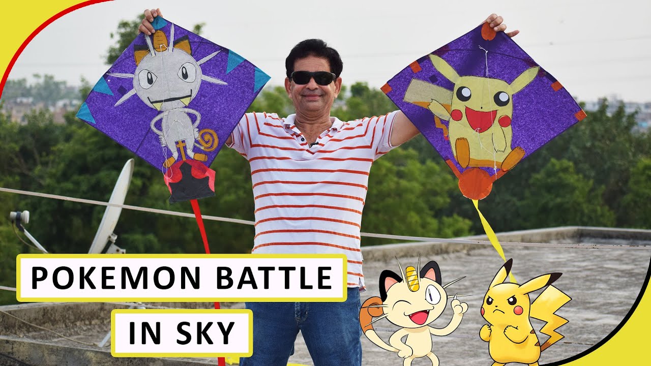 POKEMON KITE BATTLE IN SKY | PIKACHU KITE | KITE FLYING | POKEMON - YouTube