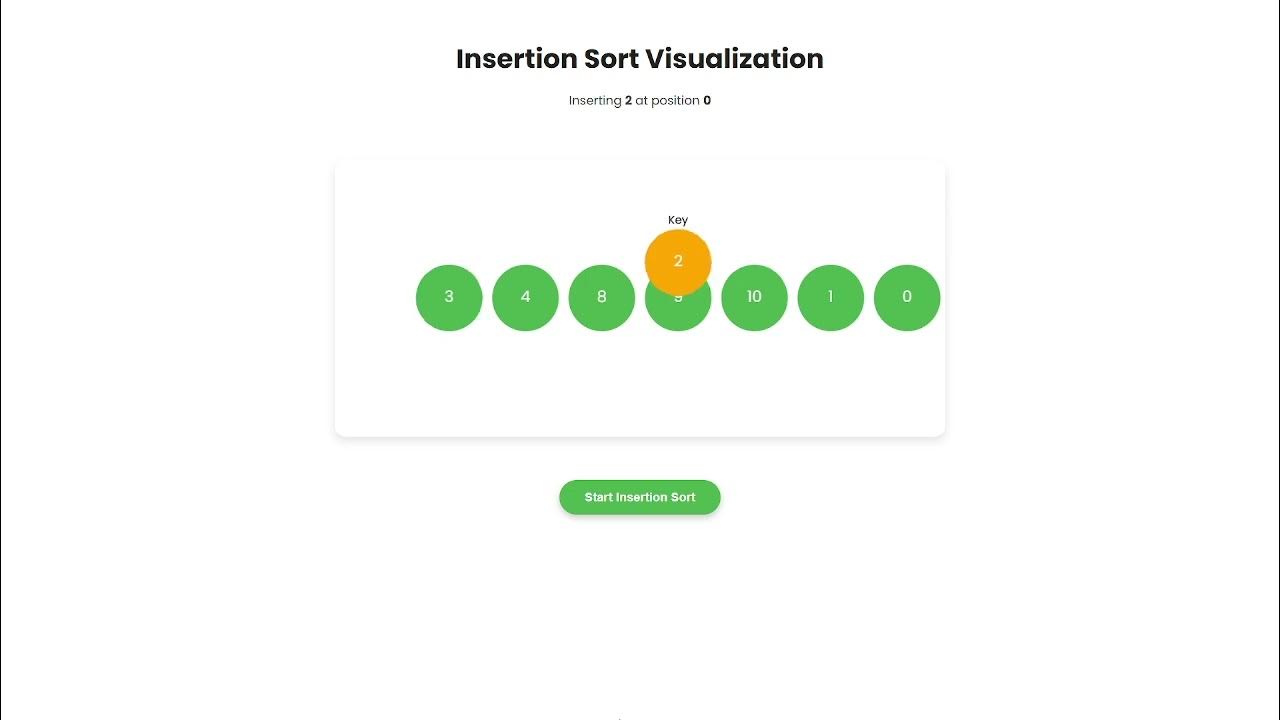 Insertion Sort Visualization - Example 3 - YouTube