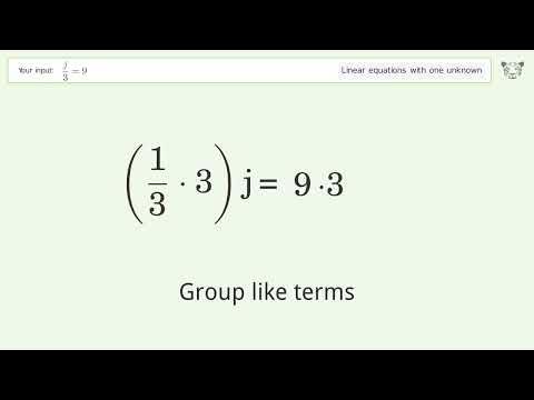 Solve j/3=9: Linear Equation Video Solution | Tiger Algebra - YouTube