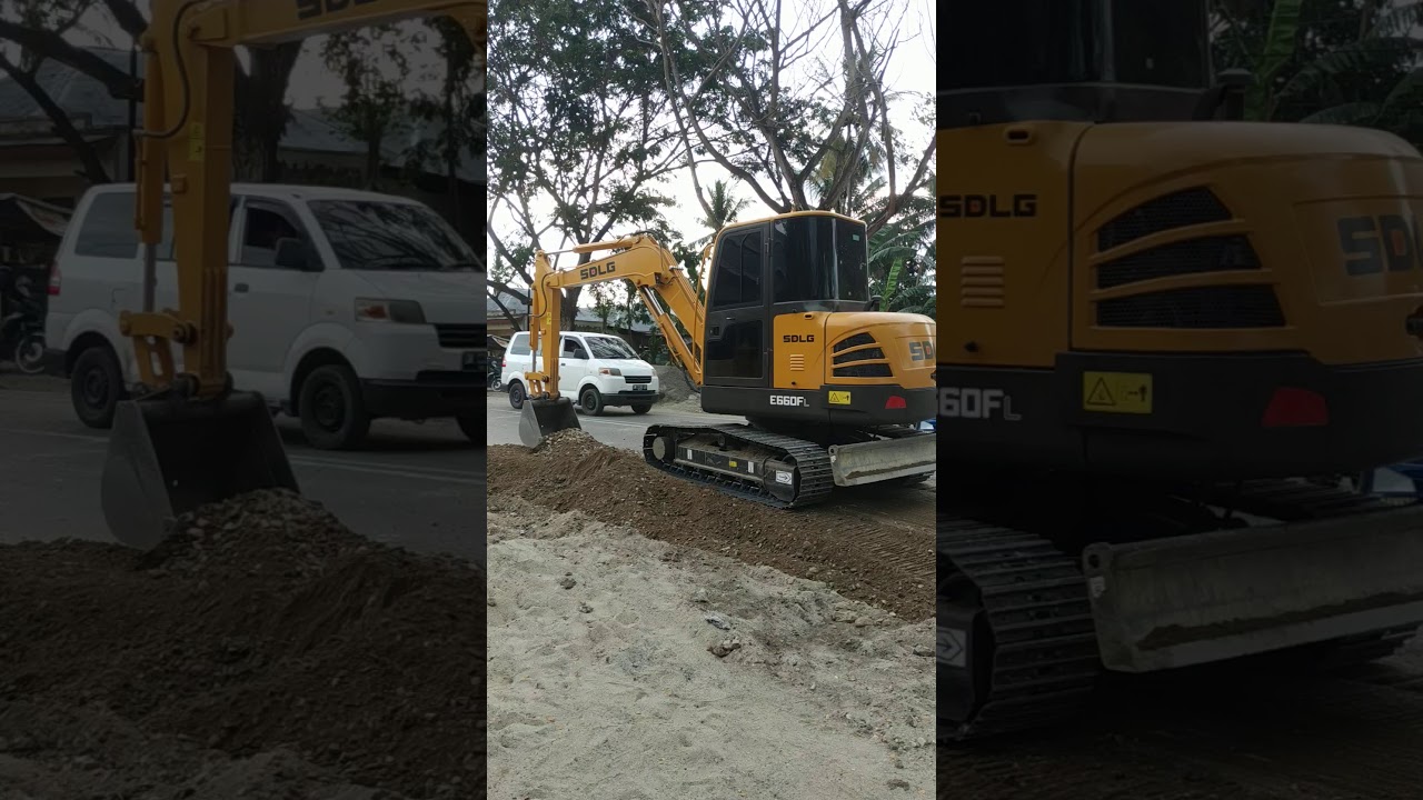 SDLG E660FL Mini Excavator Pada Pekerjaan Galian Parit - YouTube