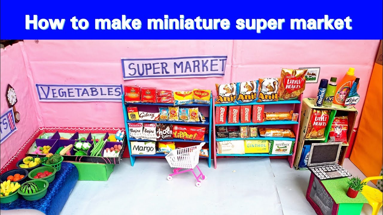 How to make super market setup/Miniature super market/Karthiga's art ...