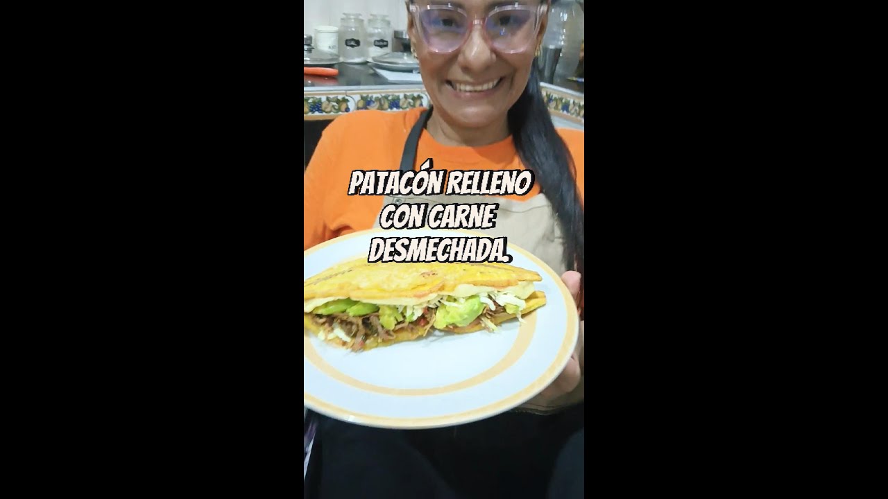 Como preparar un patacón relleno con carne desmechada - YouTube