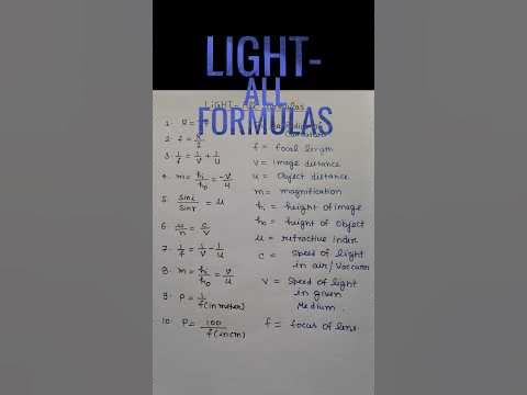 Light all formulas for board | All formulas of light class -10 ...
