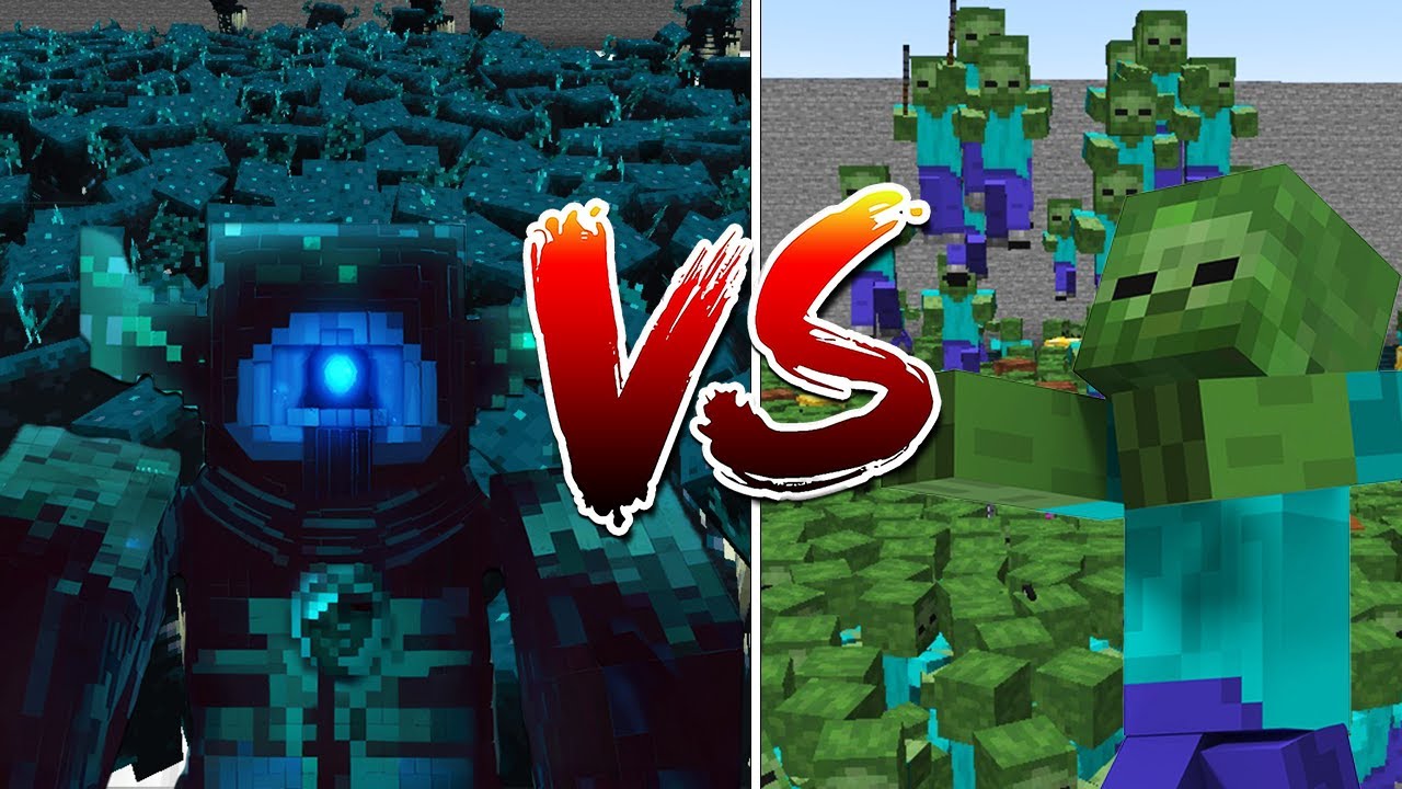 Minecraft Mob Battle Army Zombies VS Army Wardens - YouTube