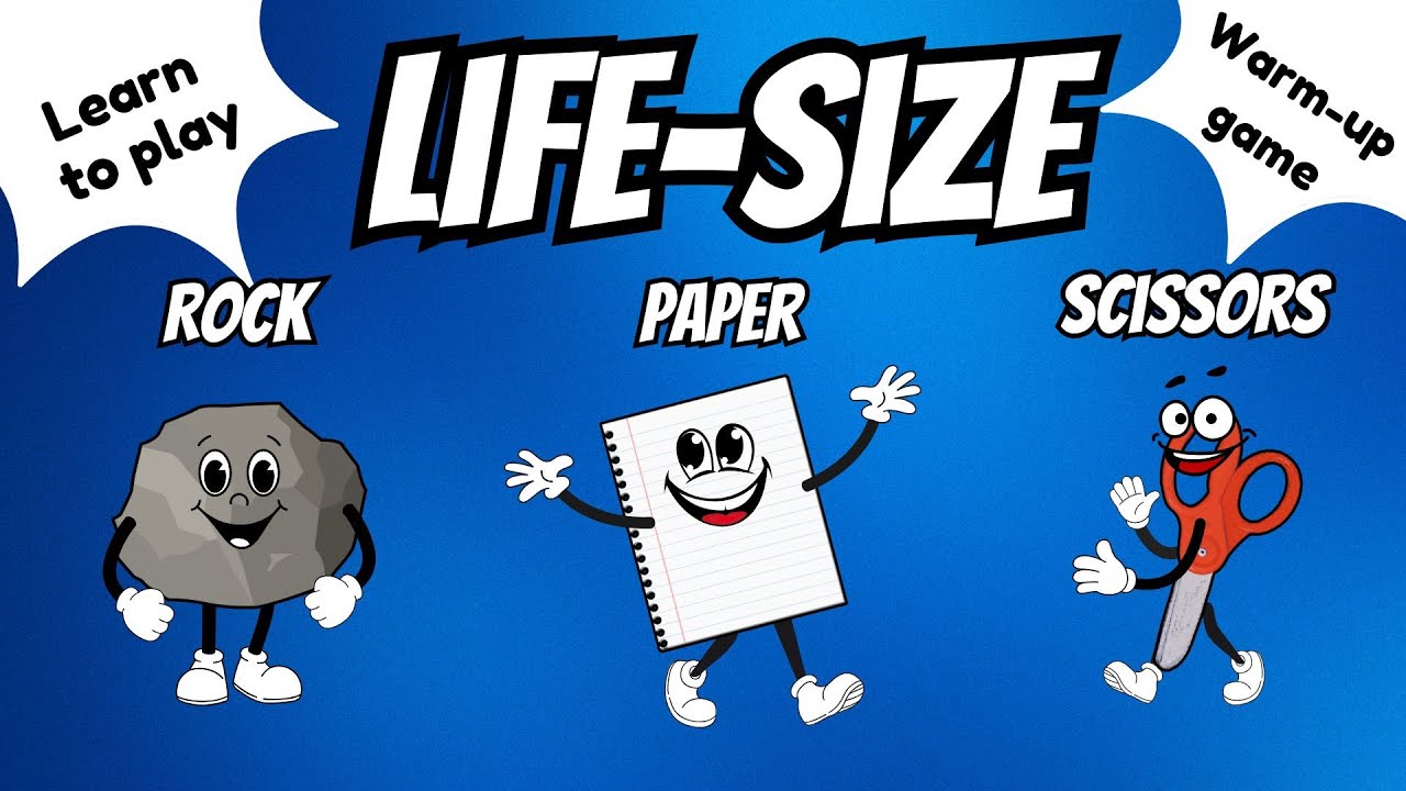 Life-Size ROCK, PAPER, SCISSORS! Learn How To Play! PE Warm Up Activity ...