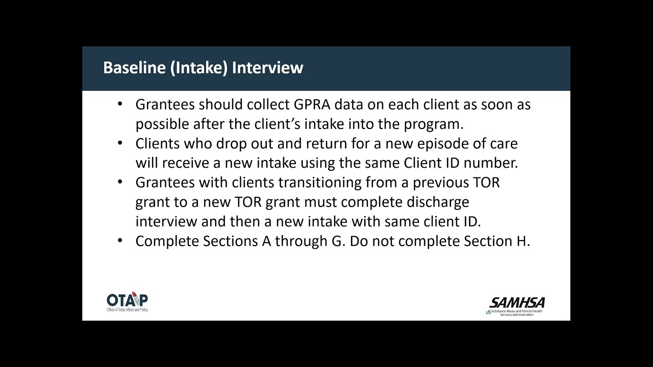 SAMHSA TOR Introduction to GPRA and SPARS - YouTube