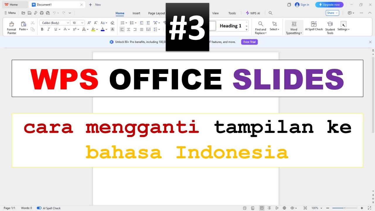 cara mengganti tampilan ke bahasa indonesia di wps office slides - YouTube