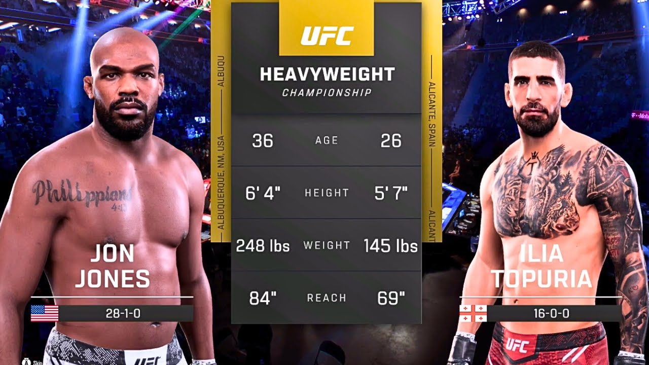 Jon Jones vs Ilia Topuria FULL FIGHT | UFC 5 AI Simulation (CPU vs CPU ...