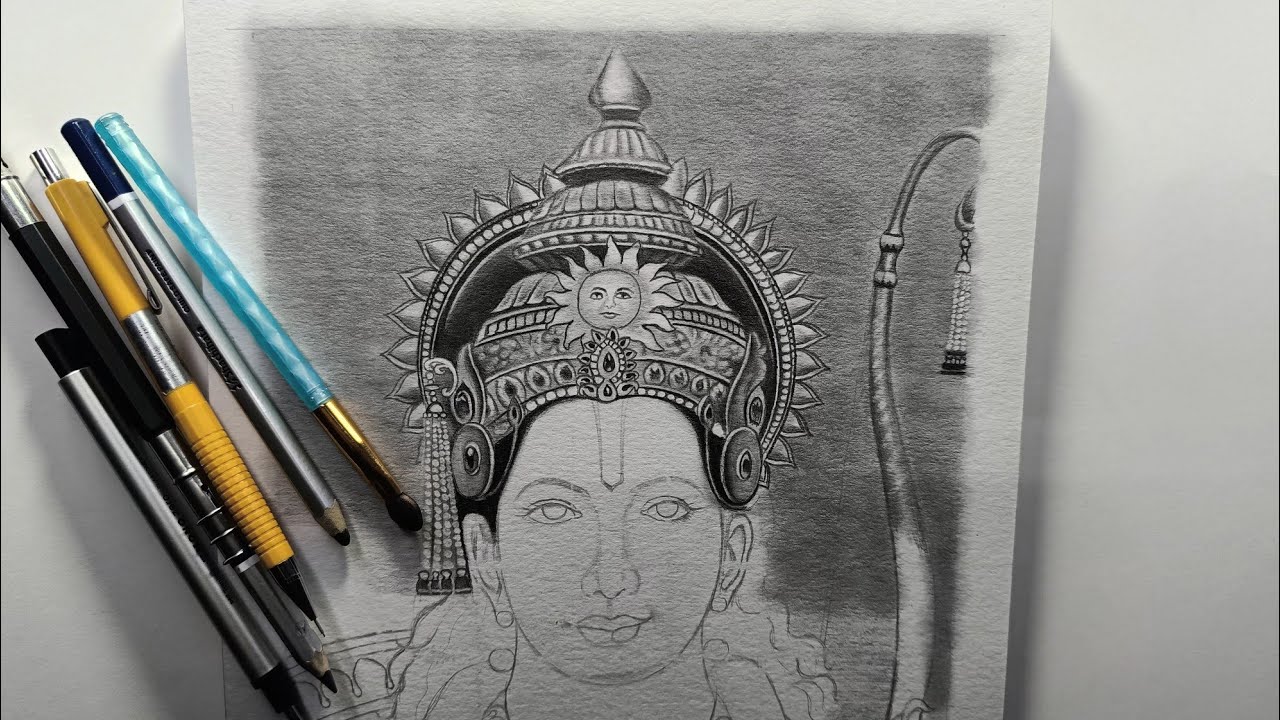 How to draw hyper realistic sketch of shree ram//shree Ram ji ka mukut ...