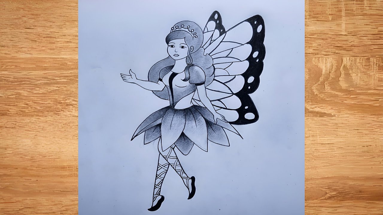How to draw a Princess with Wings drawing | Simple and step by step ...
