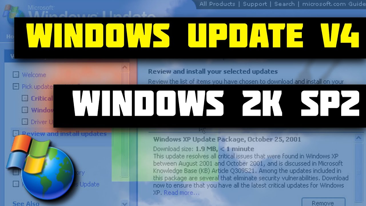 Windows Update v4 on Windows 2000 SP2 - YouTube