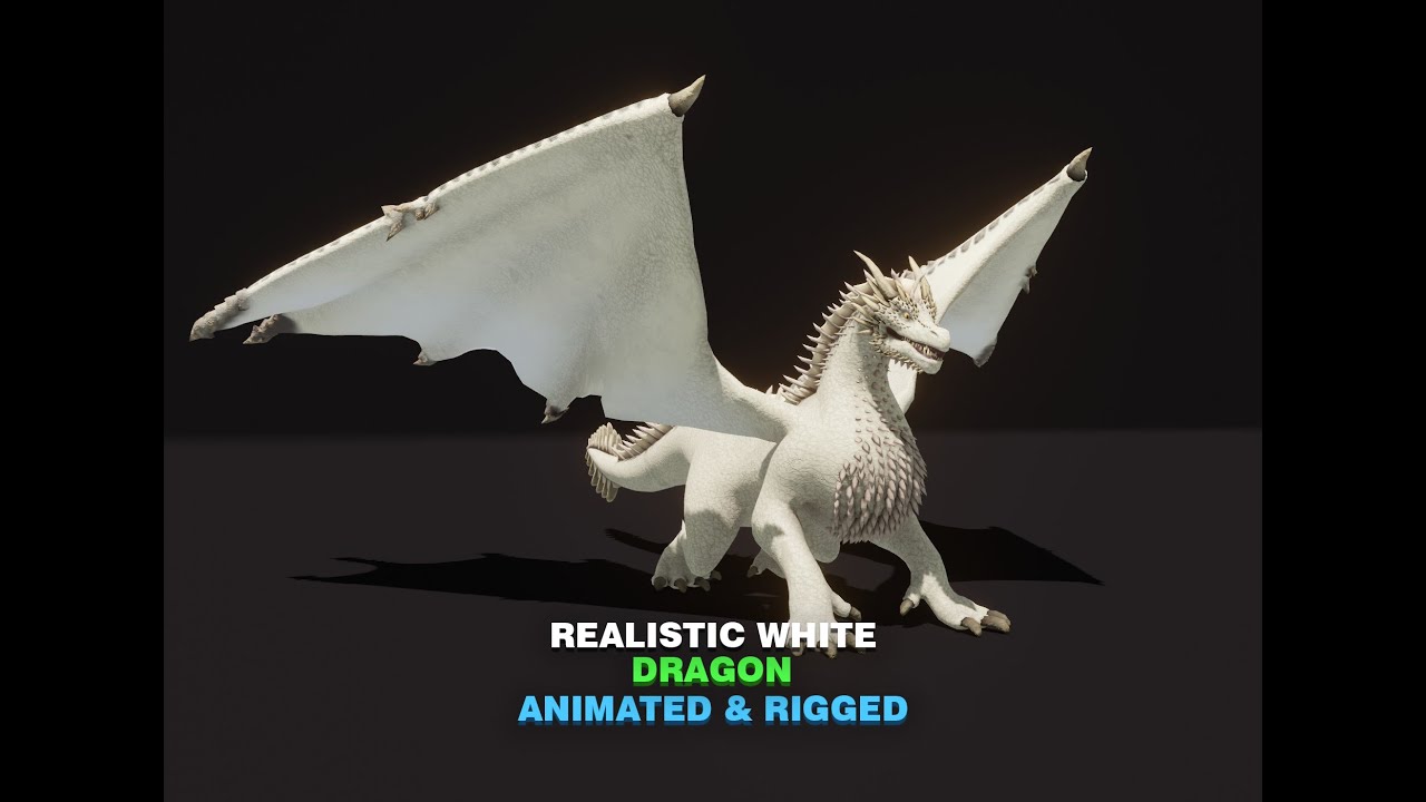 Realistic White Dragon Animated 3d Model - YouTube
