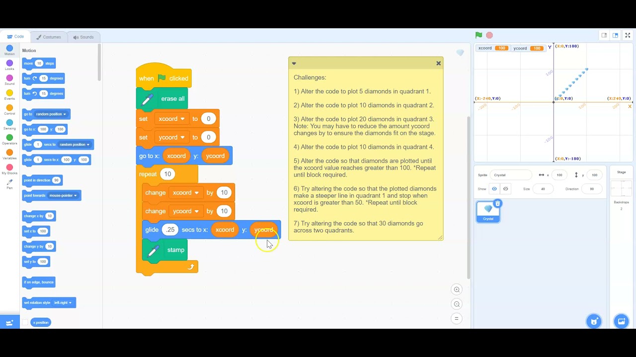Plotting Diamonds in Scratch Challenge - Possible Solution to Challenge ...